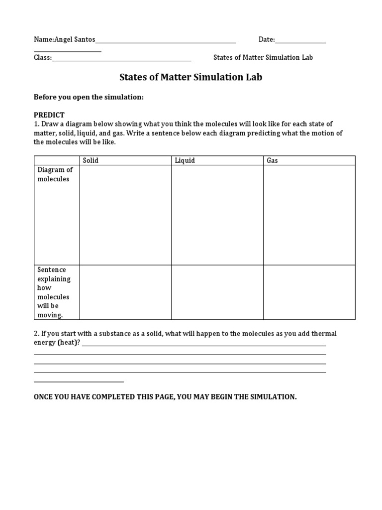 Angel Santos - States - of - Matter - PhET - Simulation-Lab | PDF ...