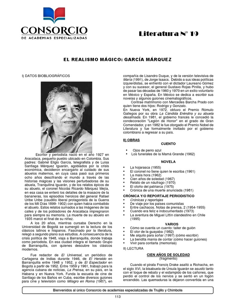 LITE. (19) "El Realismo Mágico García Márquez" 113 - 118 | PDF ...