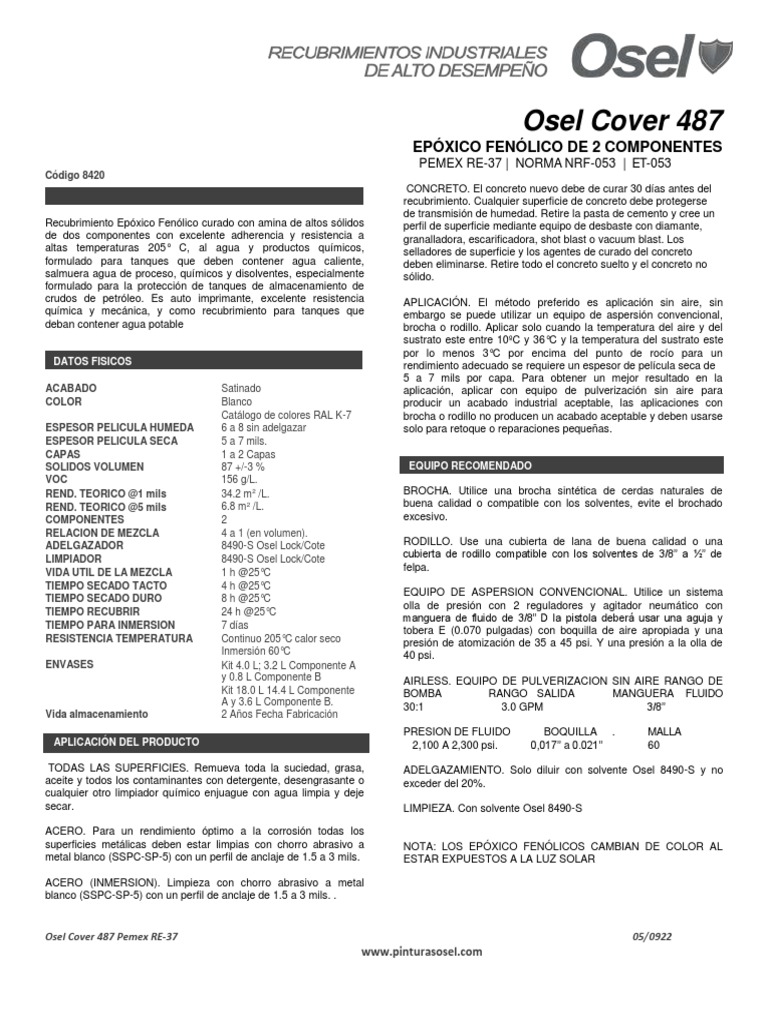 8420 Osel Cover 487 Pemex Re-37 | PDF | Hormigón | Agua