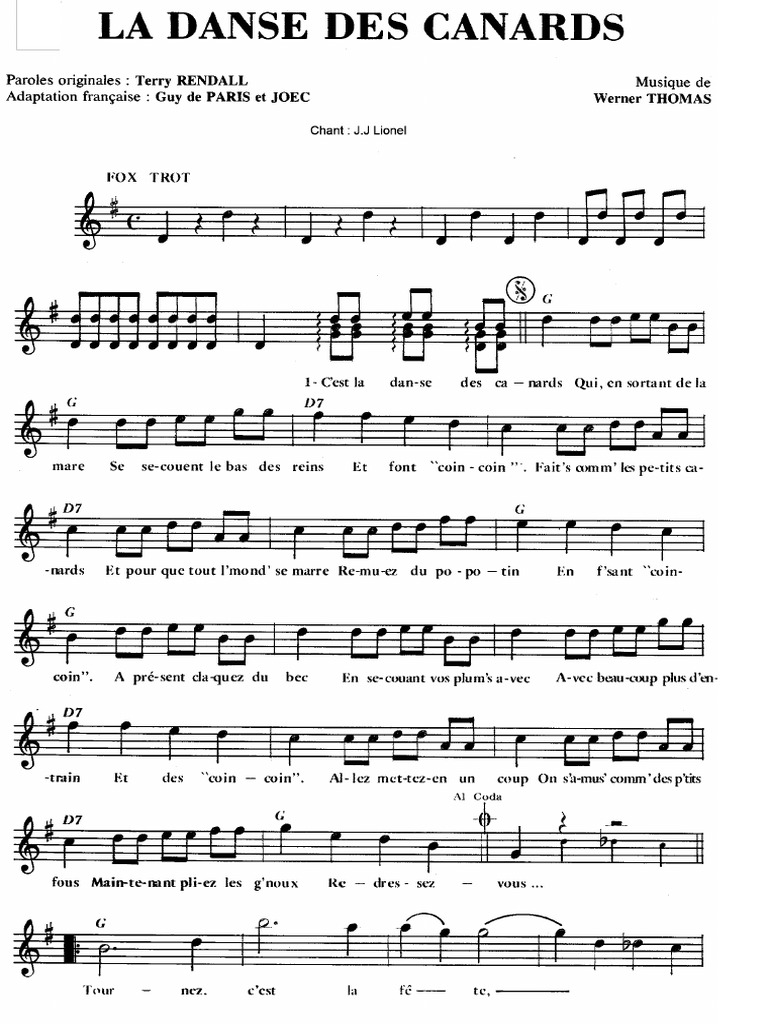 La Danse Des Canards (Chant - J J Lionel) | PDF