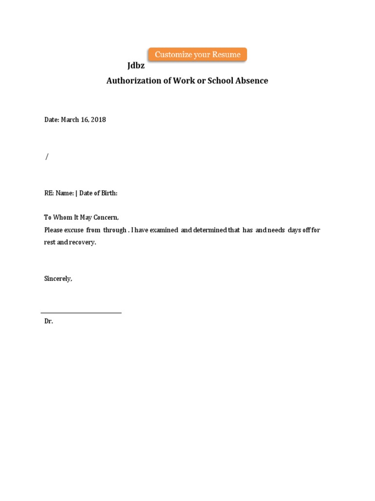 Sample Doctors Note Work School | PDF | Career & Growth