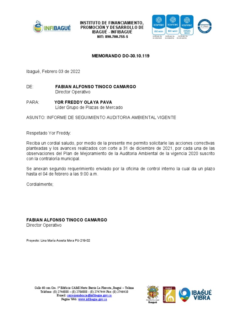 Memorando Yor Freddy | PDF