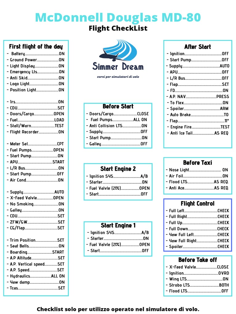 Check List MD 80 Simmer Dream | PDF | Aerospace | Vehicles