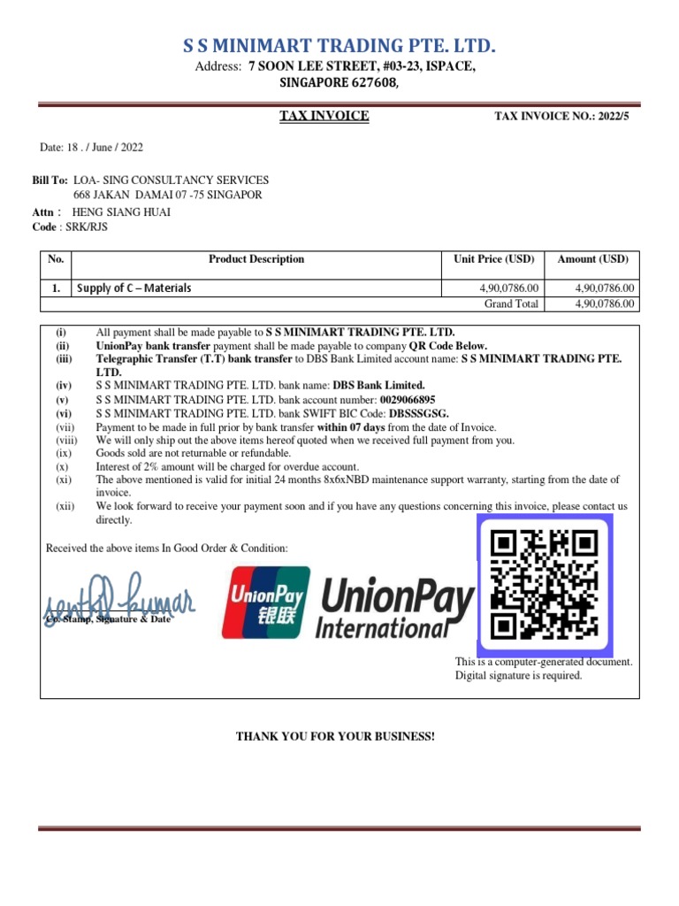 Heng Siang | PDF | Wire Transfer | Invoice