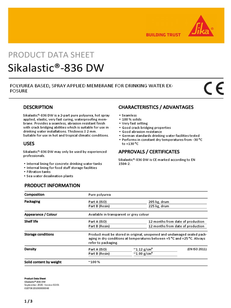 Sikalastic 836 DW | PDF | Concrete | Water