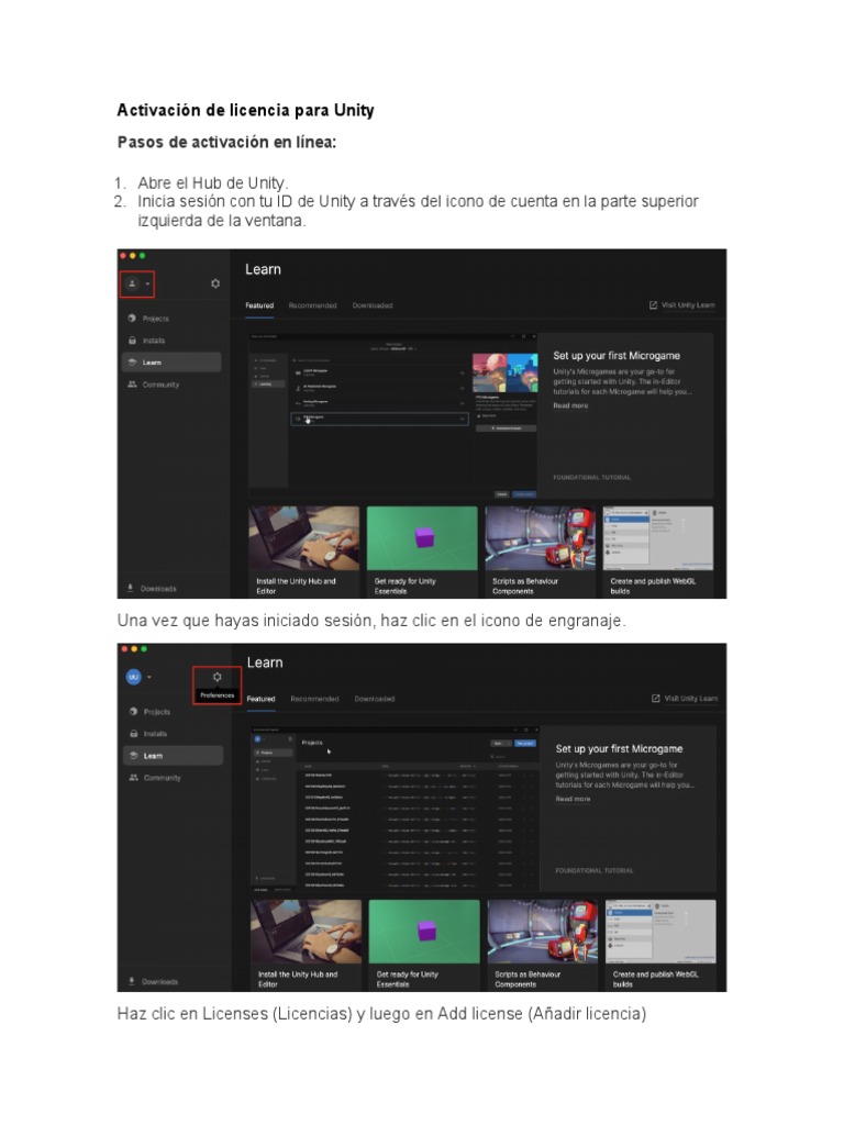 Activación de Licencia en Unity | PDF