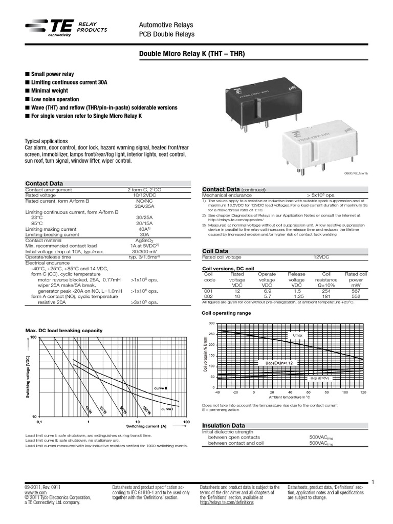 Double Micro Relay K (THT - THR) : Automotive Relays PCB Double Relays ...