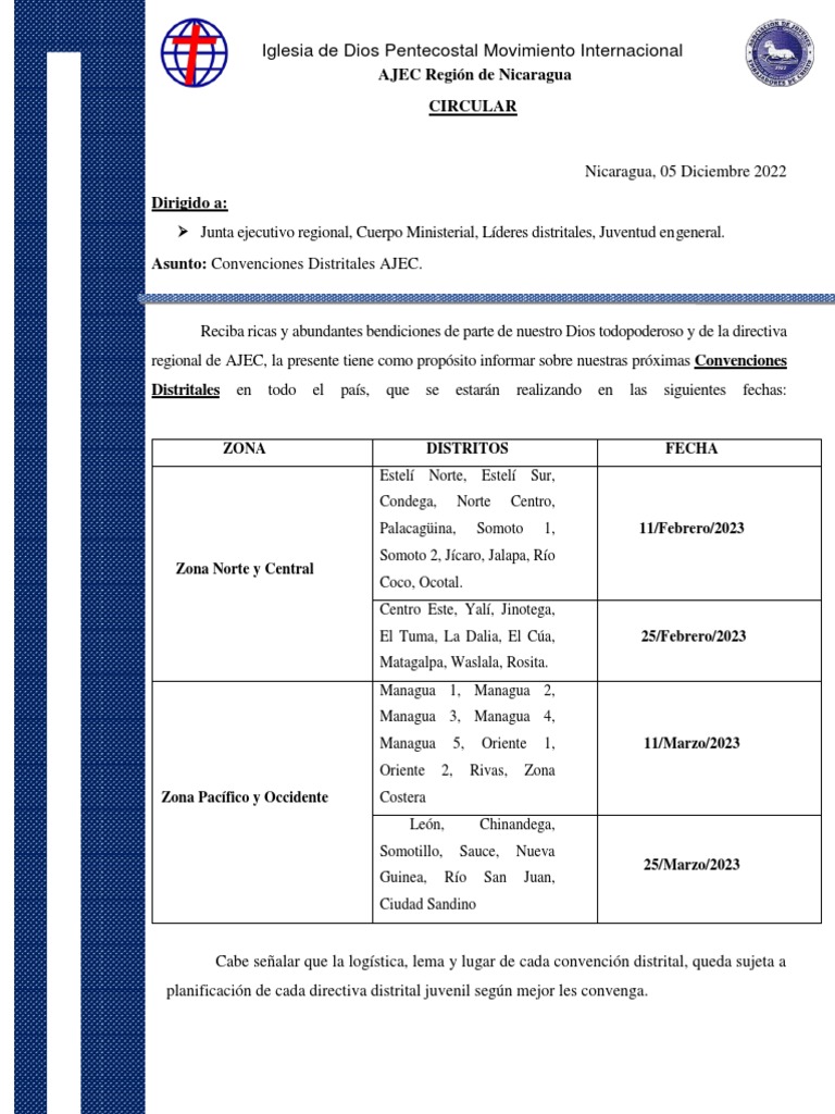 Circular 2022. | PDF | Nicaragua | Religiones religiosas
