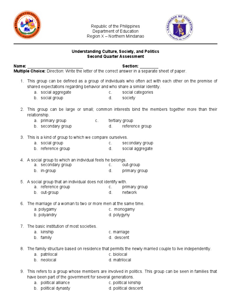 UCSP 2nd Quarter Assessment | PDF | Economic Inequality ...