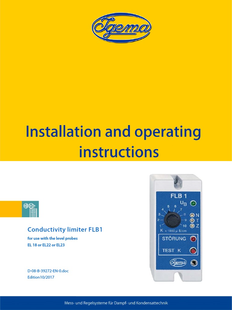 Conductivity Limiter FLB1: For Use With The Level Probes EL 18 or EL22 ...