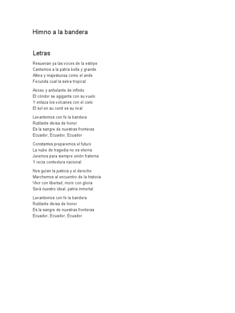 Himno a la Bandera del Ecuador | PDF | Poesía