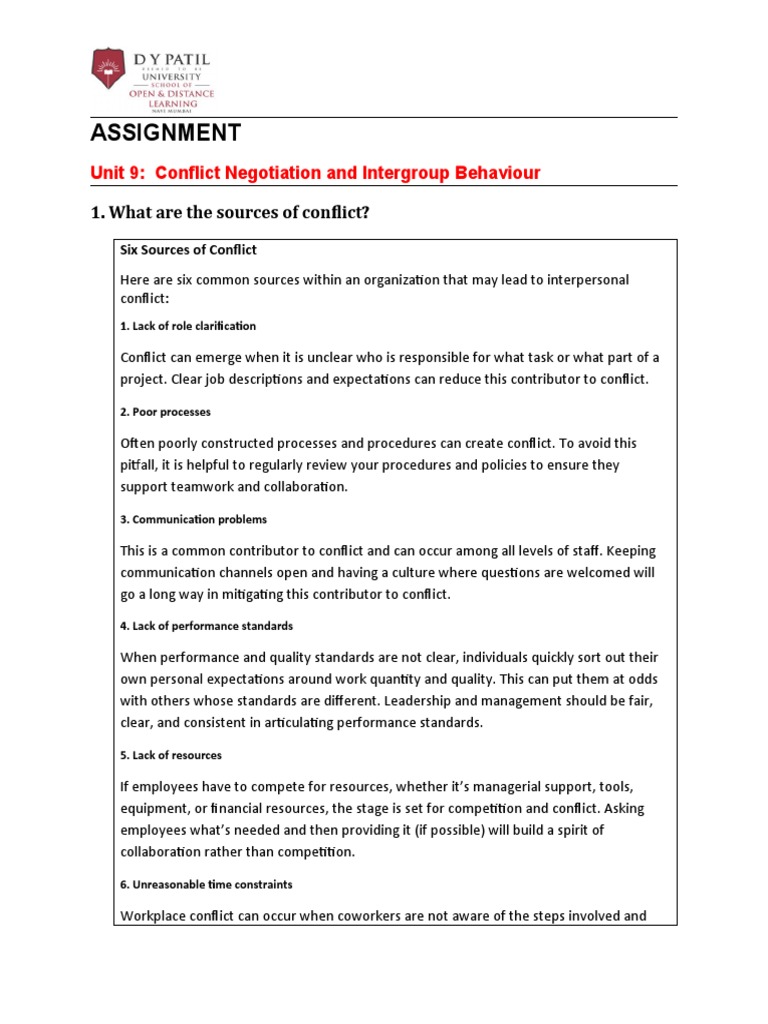 Assignment - Module 9 | PDF | Conflict (Process) | Negotiation