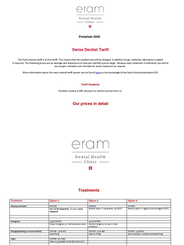 ERAM-DHC Preisliste-2020 ENfgghh | Download Free PDF | Dentistry | Dental Implant