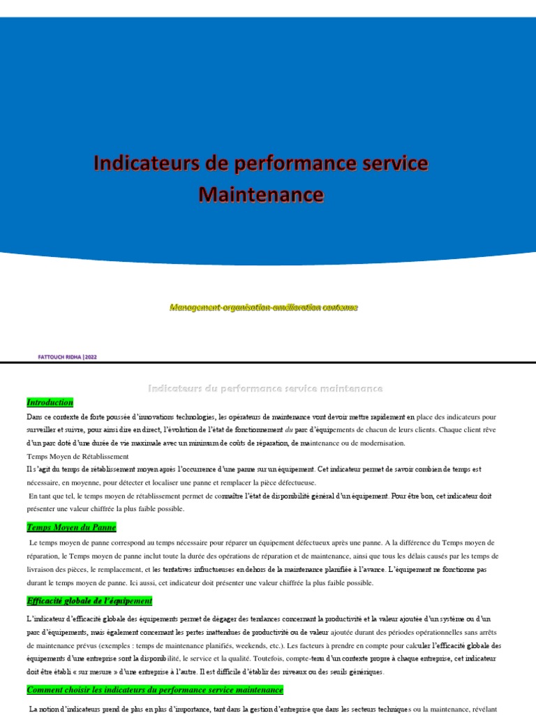 Kpi Maintenance | PDF | Business | Économie