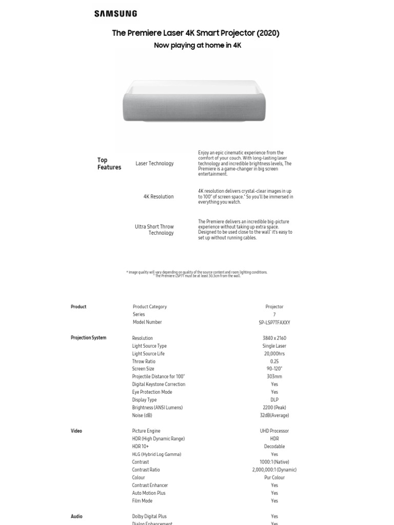 Samsung Premier Projector Manual lsp7t | PDF | Ios | Electronics