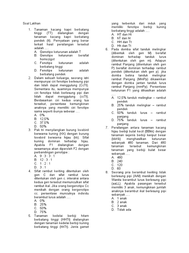 Soal Latihan Persilangan | PDF