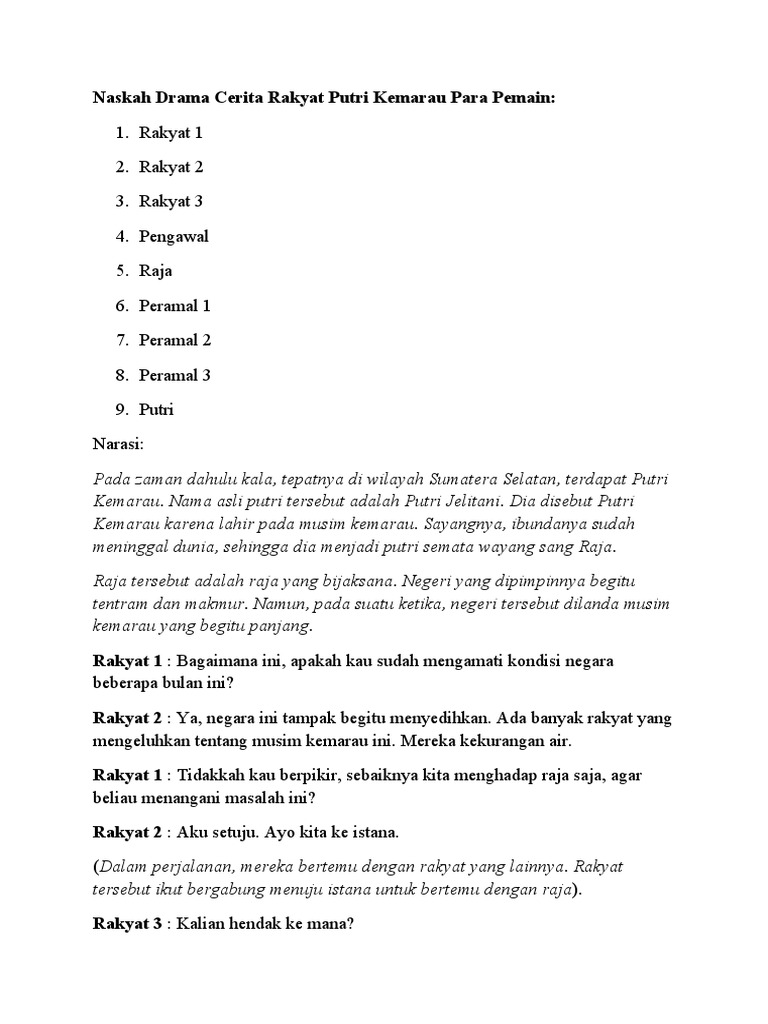Naskah Drama Putri Kemarau | PDF