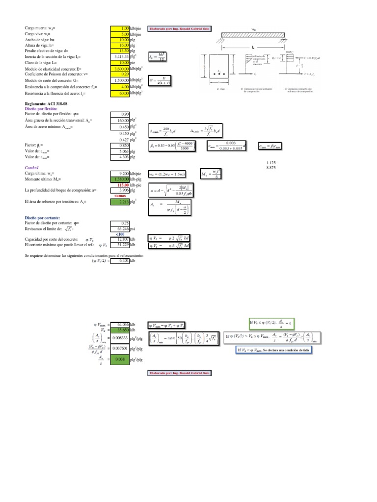 Diseño de Viga Concreto Por Flexion y Cortante | PDF | Viga (Estructura) | Doblar