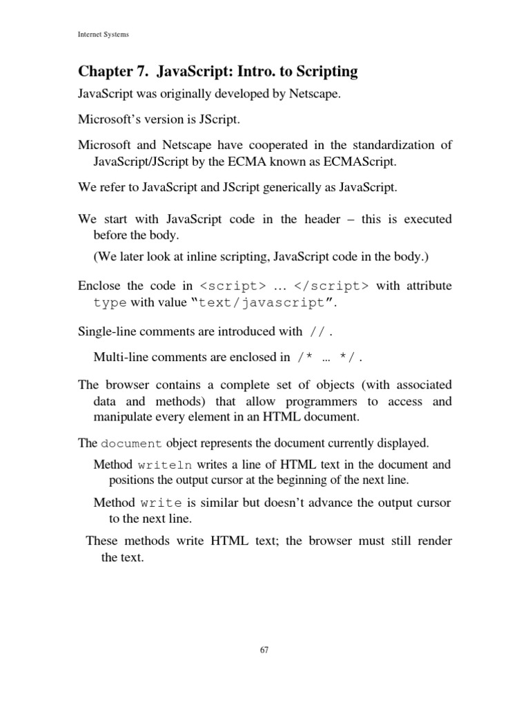 Chapter 7. Javascript: Intro. To Scripting | PDF | Java Script | Areas Of Computer Science