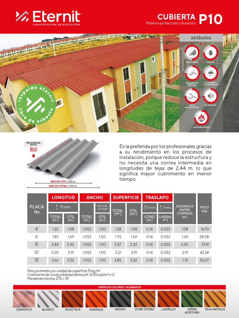 Ficha Tecnica Teja P10 | PDF