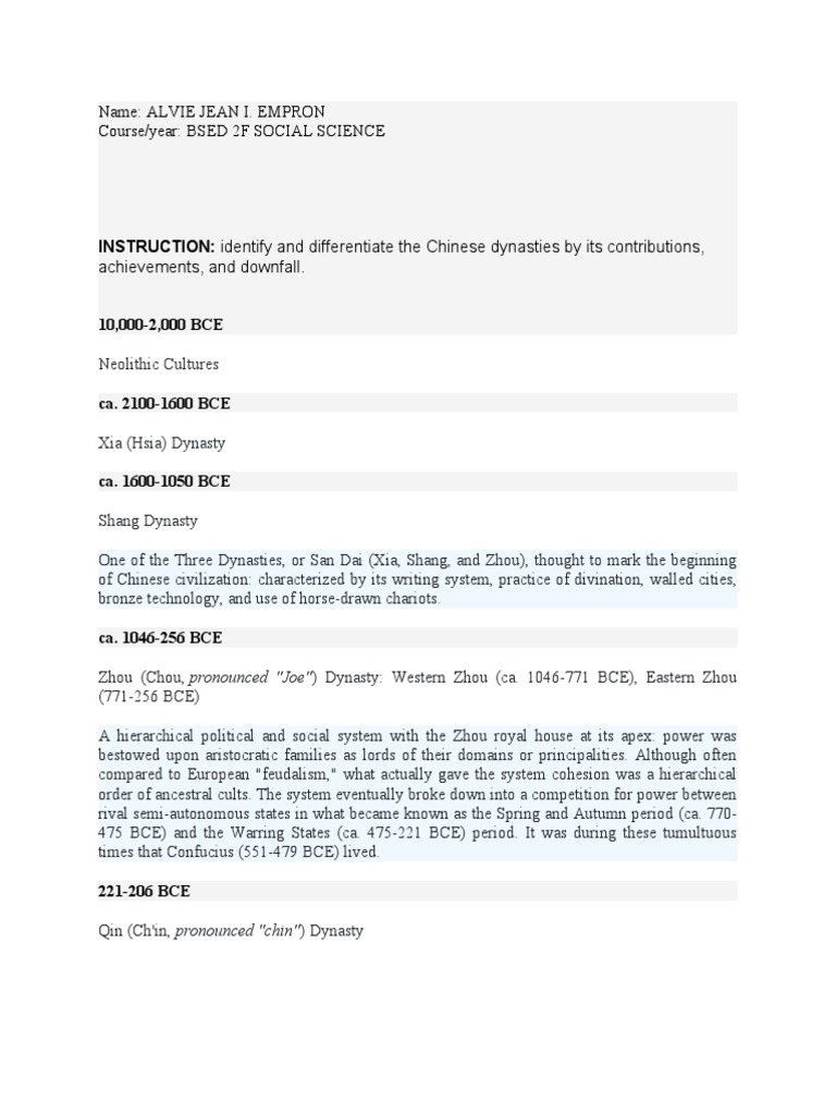 Chinese Dynasties: Rise and Fall | PDF | Qing Dynasty | China