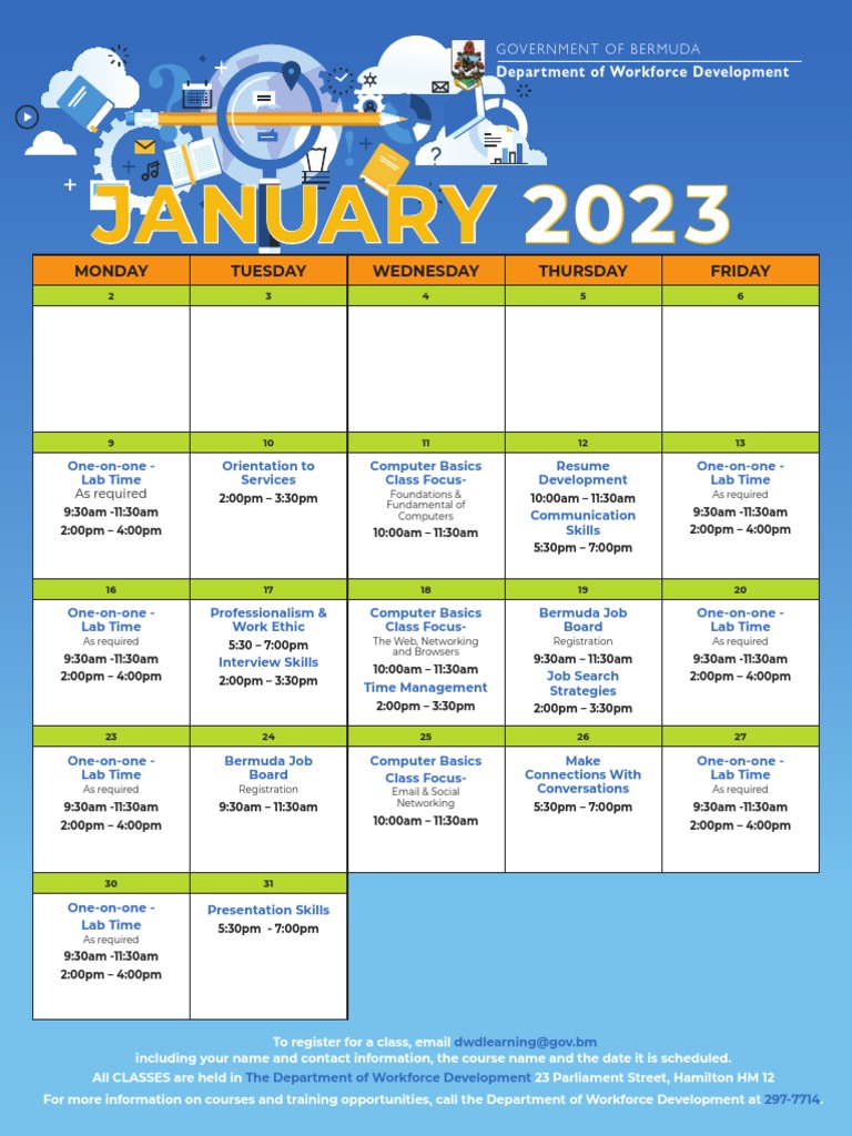 DWD Training Calendar Jan 2023 | PDF | Workforce Development ...