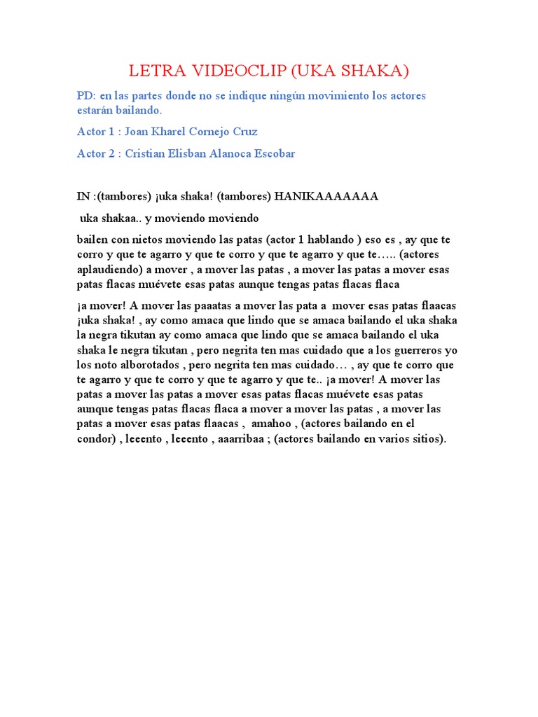 Letra Videoclip | PDF