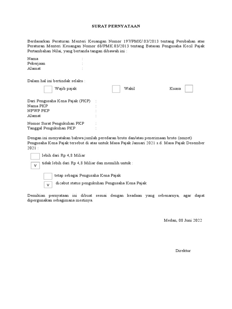 Surat Pernyataan Pencabutan PKP | PDF