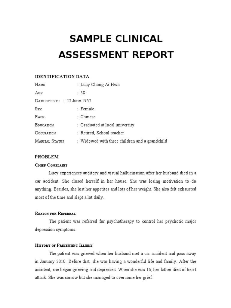 2nd Clinical Assessment Report | Grief | Sibling