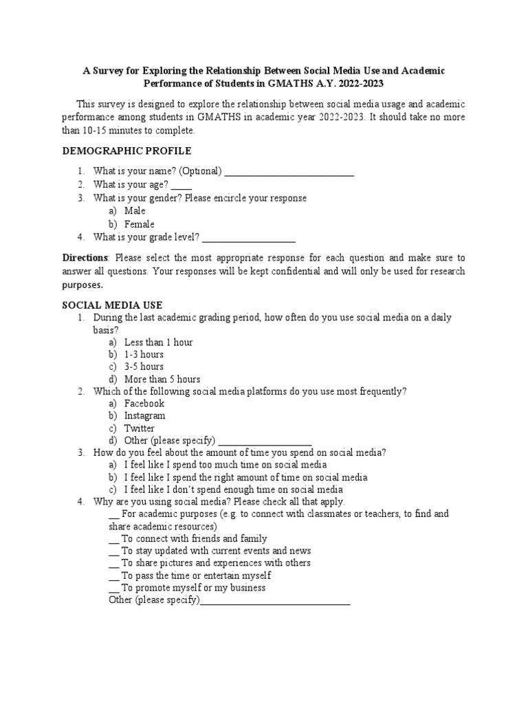 Survey Questionnaire 2 | PDF | Survey Methodology | Statistics