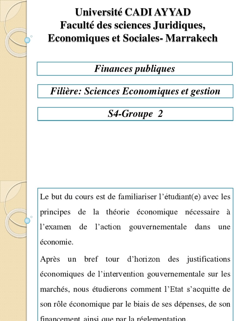 Cours Finance Publique - Chapitre 1 Et 2 | PDF | Impôts | Économie