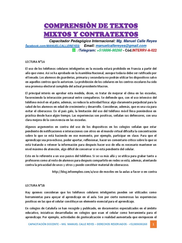 SESIÓN 6 - COMPRENSION - DE - TEXTOS - MIXTOS - Y - CONTRATEXTOS - Uso ...
