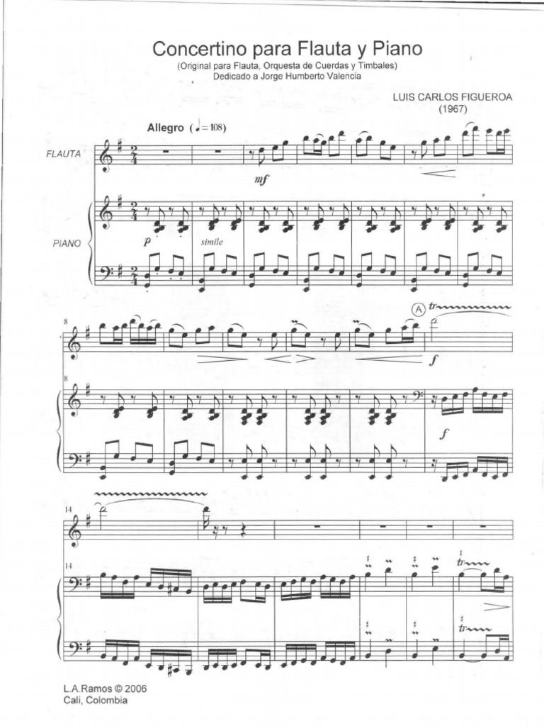 Concertino Para Flauta Y Piano Pdf Instrumentos De Cuerda