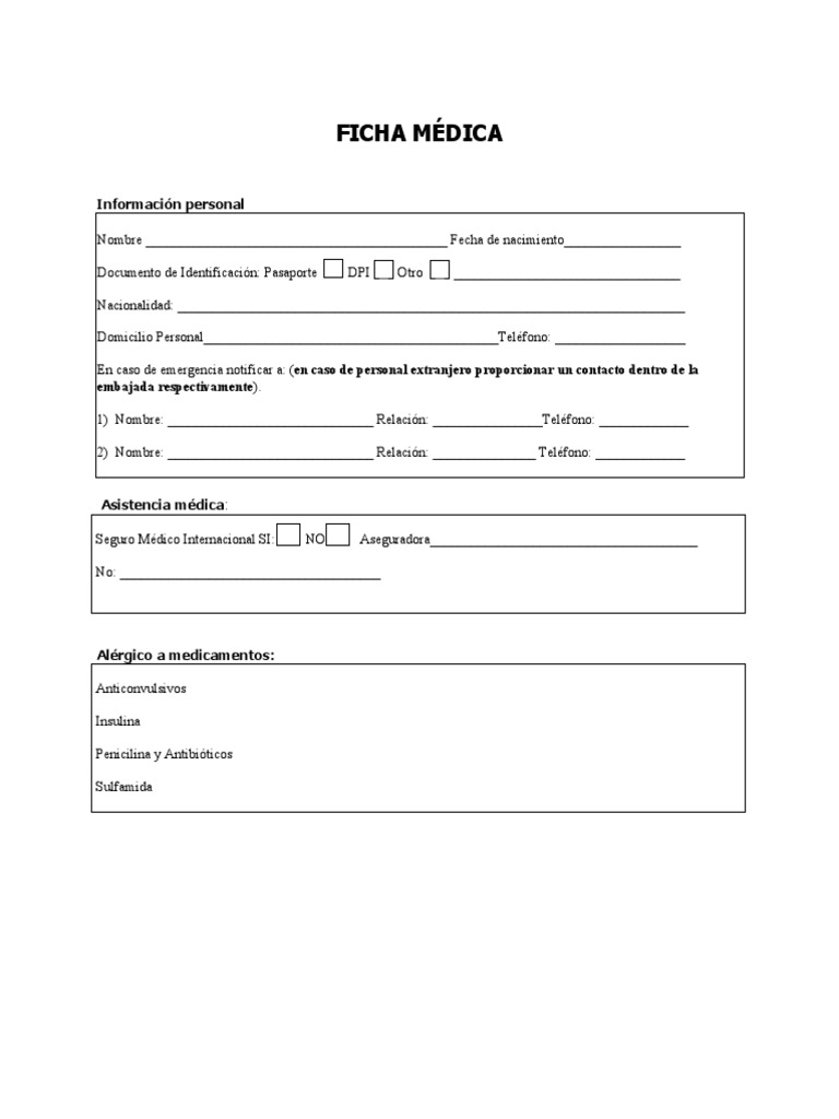 Ficha Medica | PDF | Medicamentos con receta | Medicina CLINICA