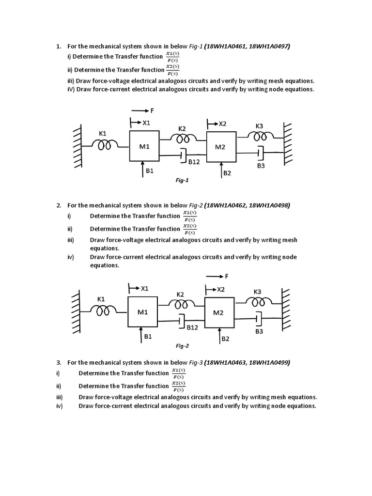 Mechanical Systems: Transfer Functions & Electrical Analogies | PDF ...