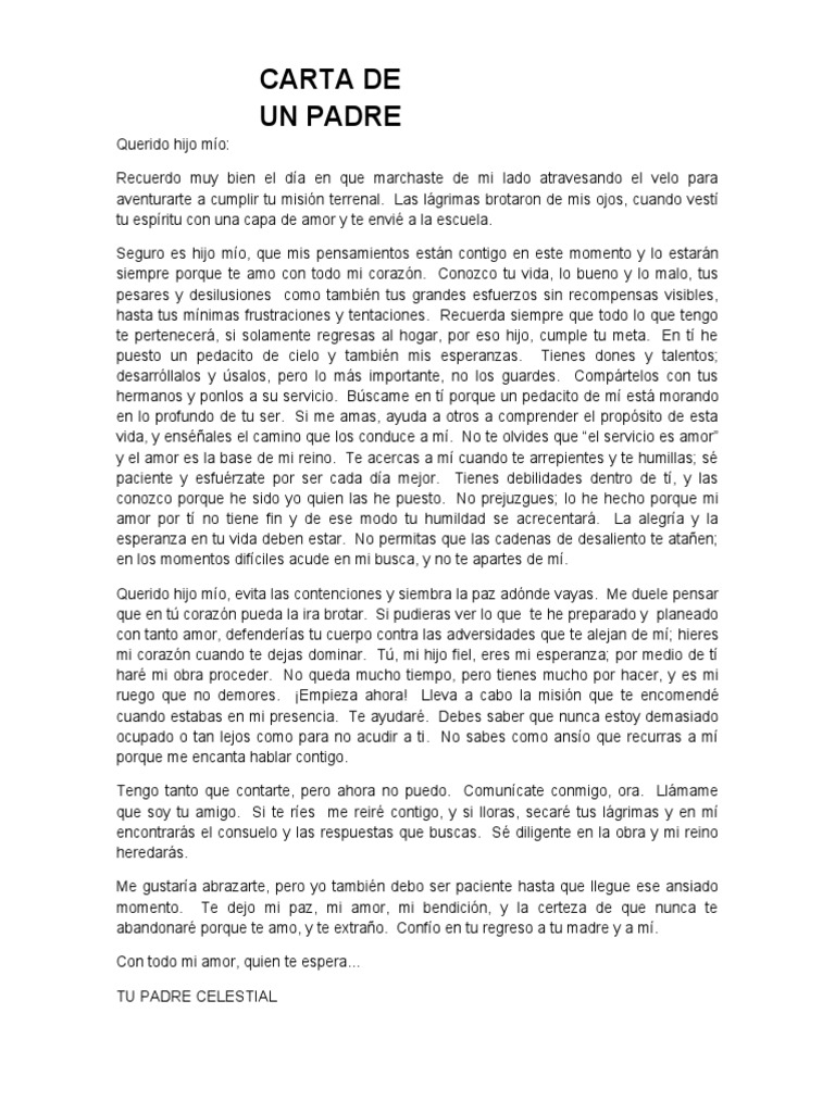 Carta de Un Padre | PDF | Amor