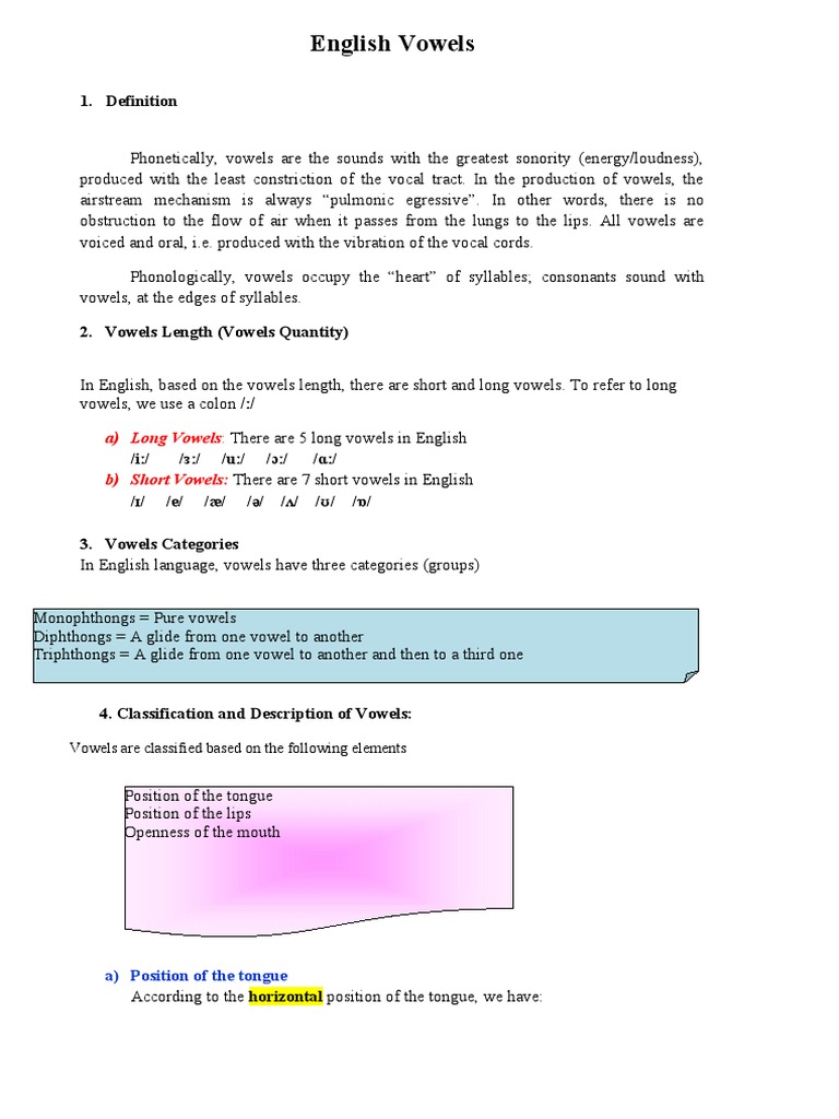 English Vowel | PDF | Vowel | Word English Vowel | PDF | Vowel | Word