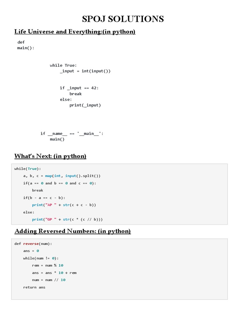 Spoj Solutions | Descargar gratis PDF | Computing | Computer Science