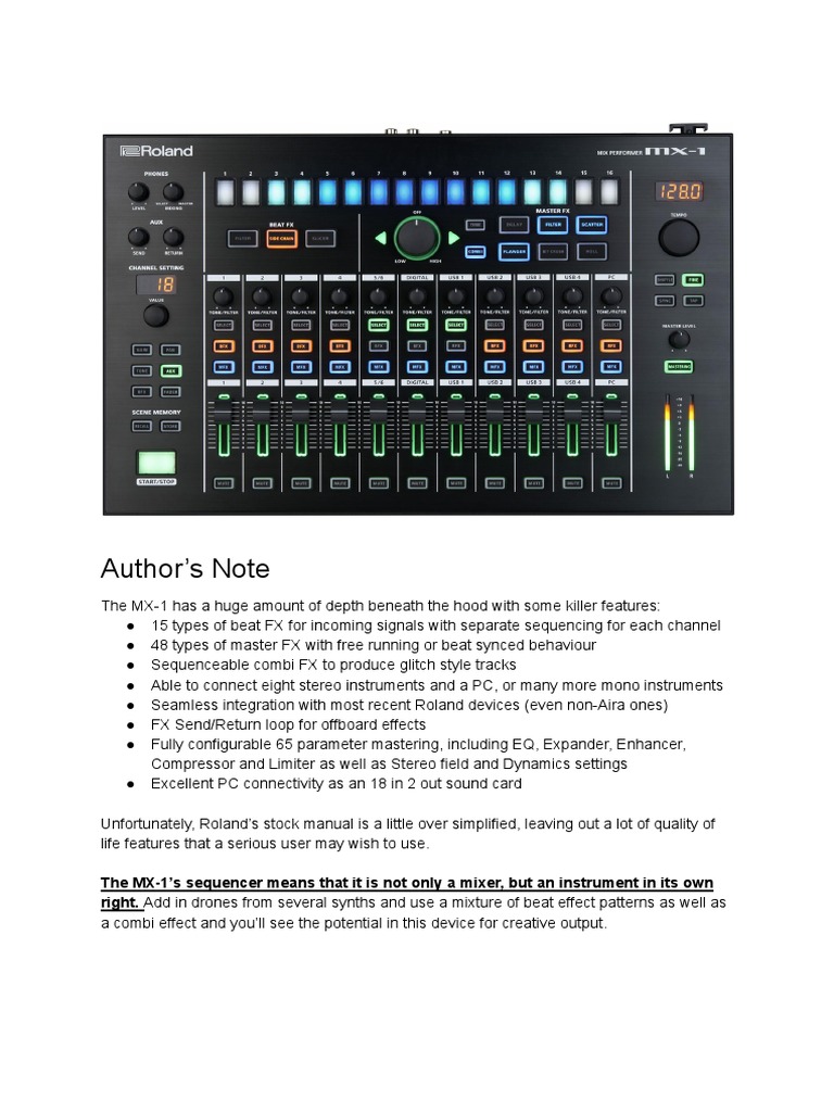 Roland MX-1 Mixing Manual | PDF | Usb | Distortion