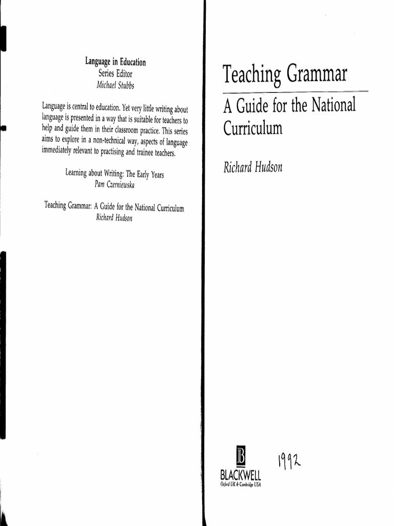 Teaching Grammar-A Guide For The National Curriculum | PDF | English ...