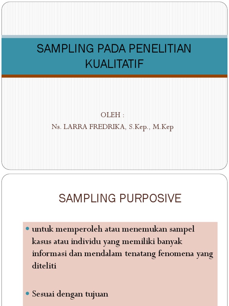 Sampling Pada Penelitian Kualitatif | PDF