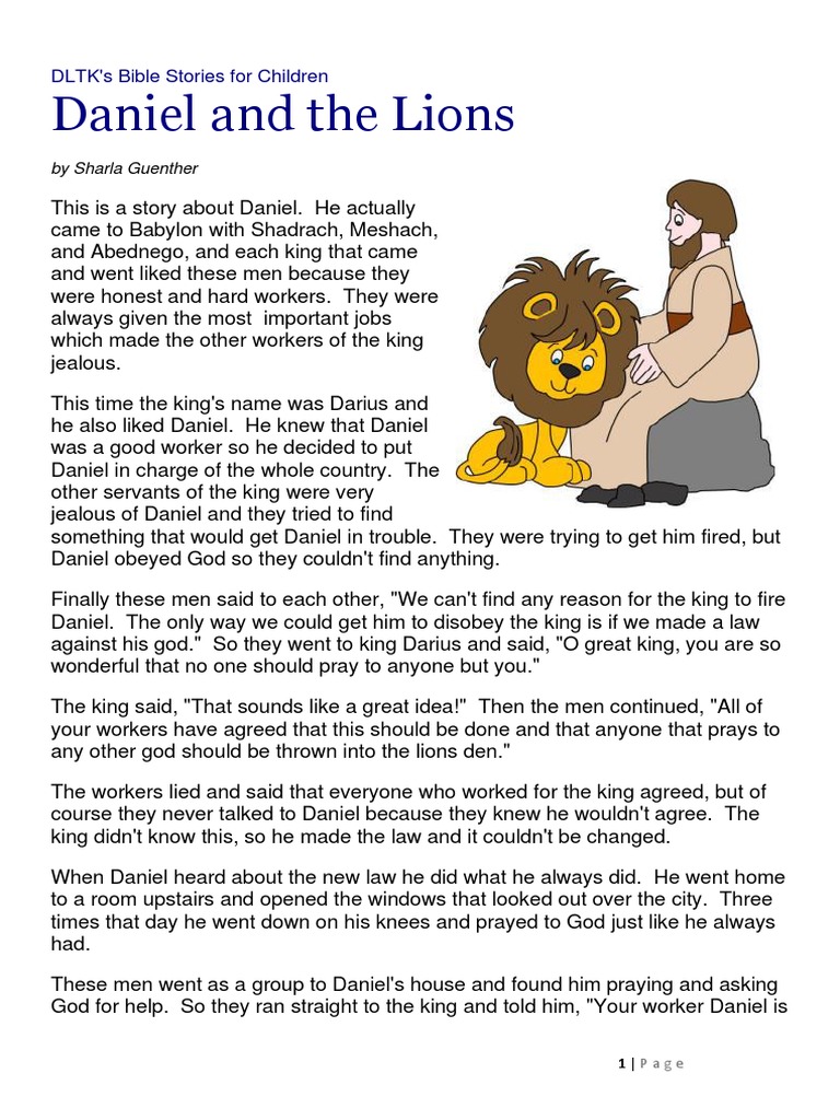 Daniel Lions Den | PDF | Daniel (Biblical Figure) | Shadrach, Meshach ...