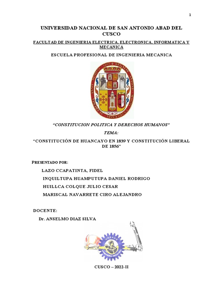 Análisis de Constituciones Peruanas 1839-1856 | PDF | Constitución | Perú