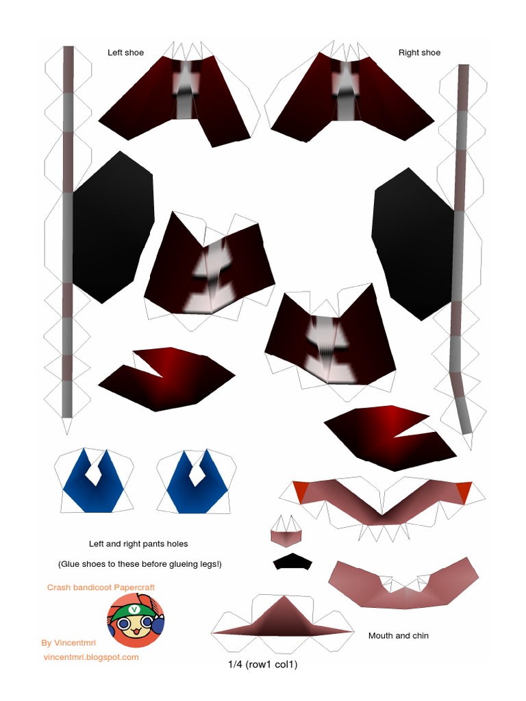 Step-by-step instructions for creating a papercraft model of Crash ...