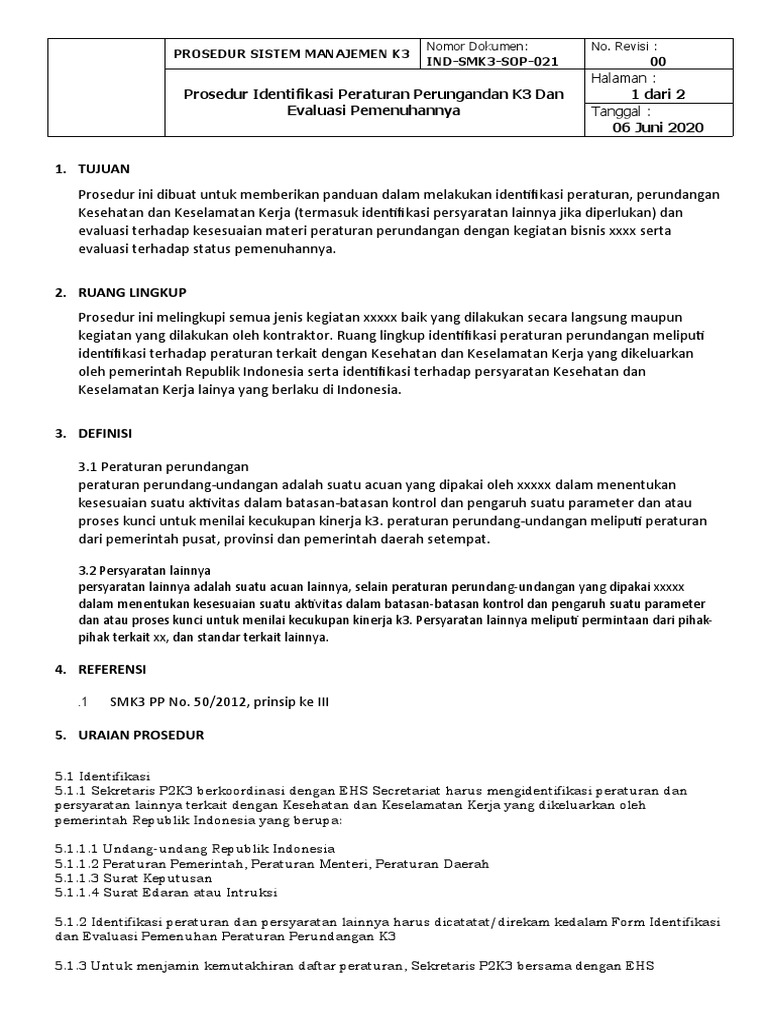 Prosedur Identifikasi K3 | PDF | Bisnis | Teknologi & Rekayasa