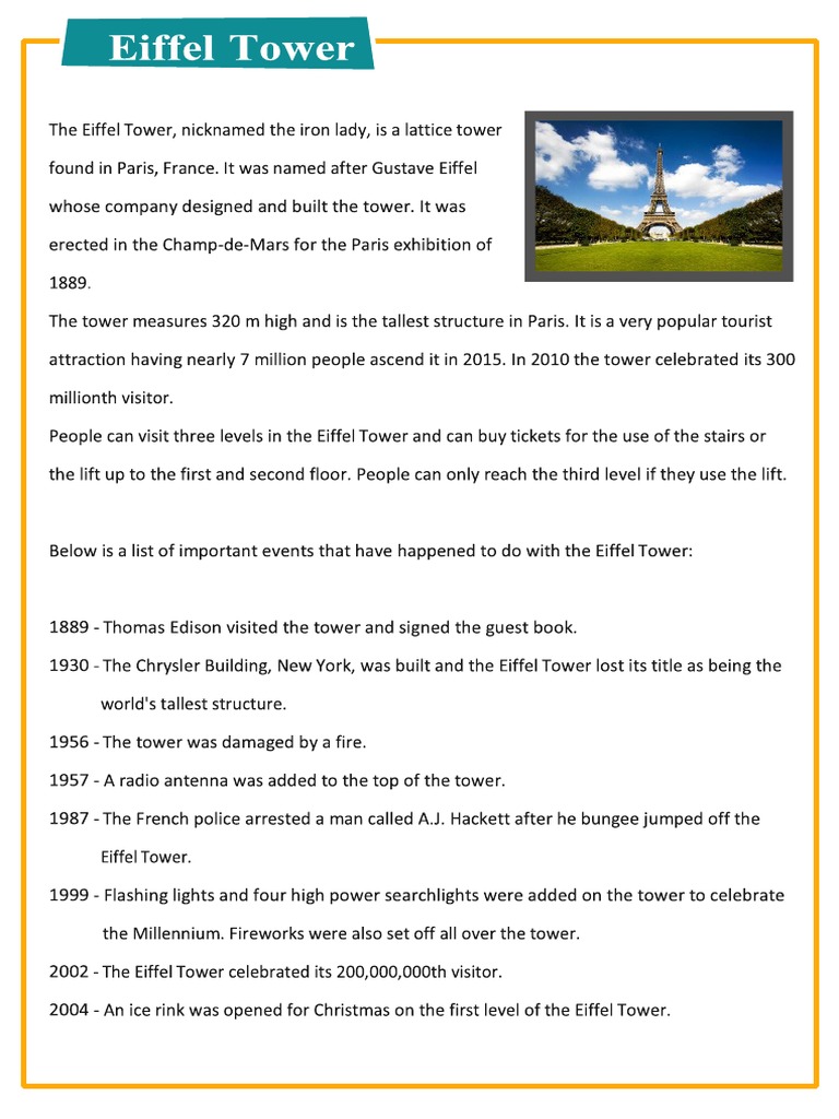 Eiffel Tower Comprehension | PDF