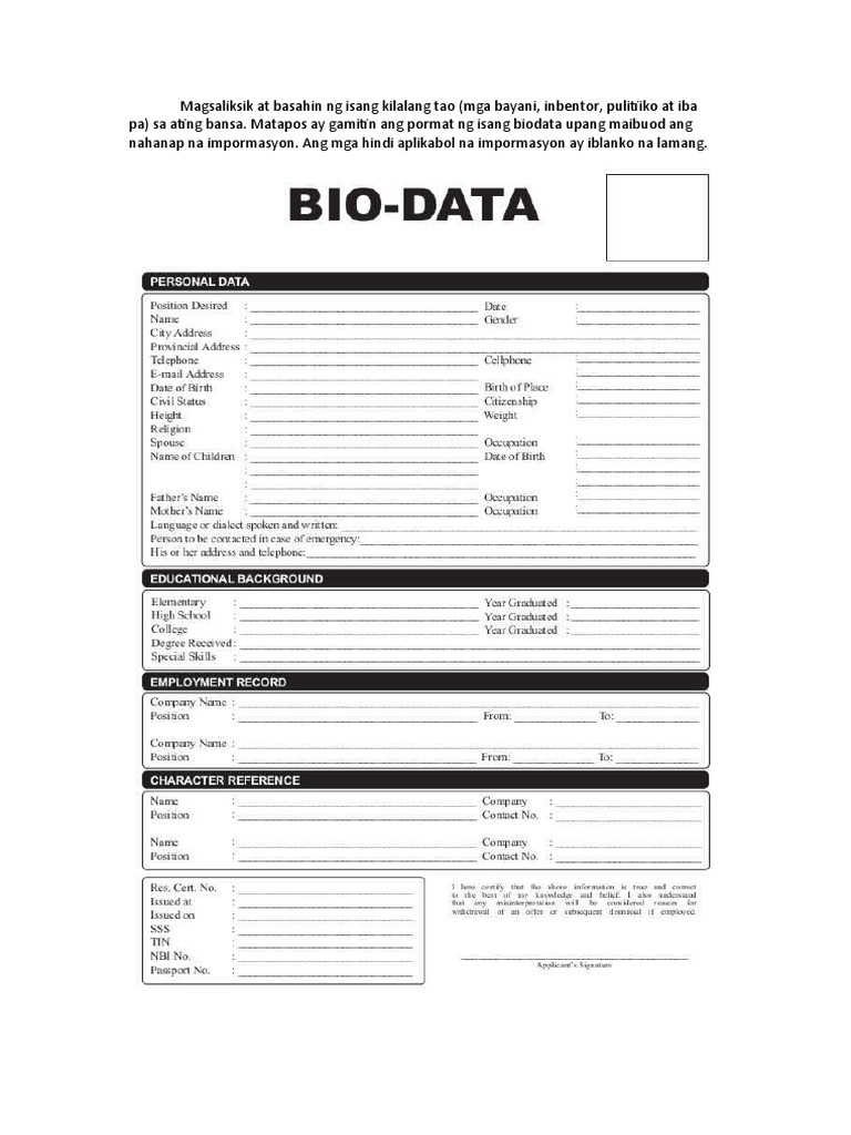 Bio Data | PDF