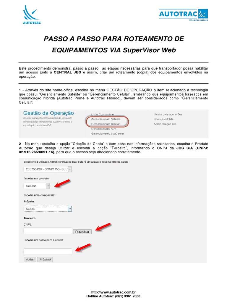 Guia passo-a-passo para configurar roteamento de dados de veículos via Supervisor Web Autotrac ...