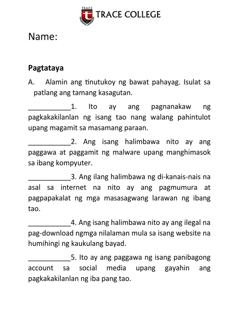 Lesson 4 Pagtataya | PDF