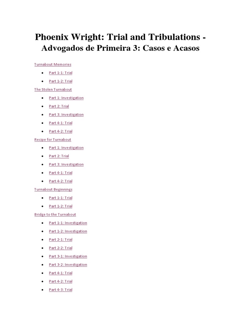 Phoenix Wright: Casos e Julgamentos | PDF